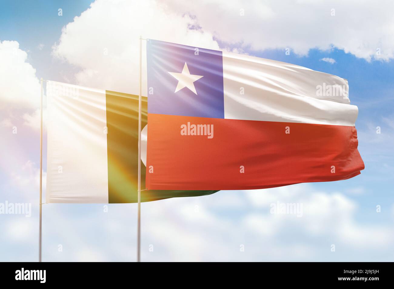 Sunny blue sky and flags of chile and pakistan Stock Photo - Alamy