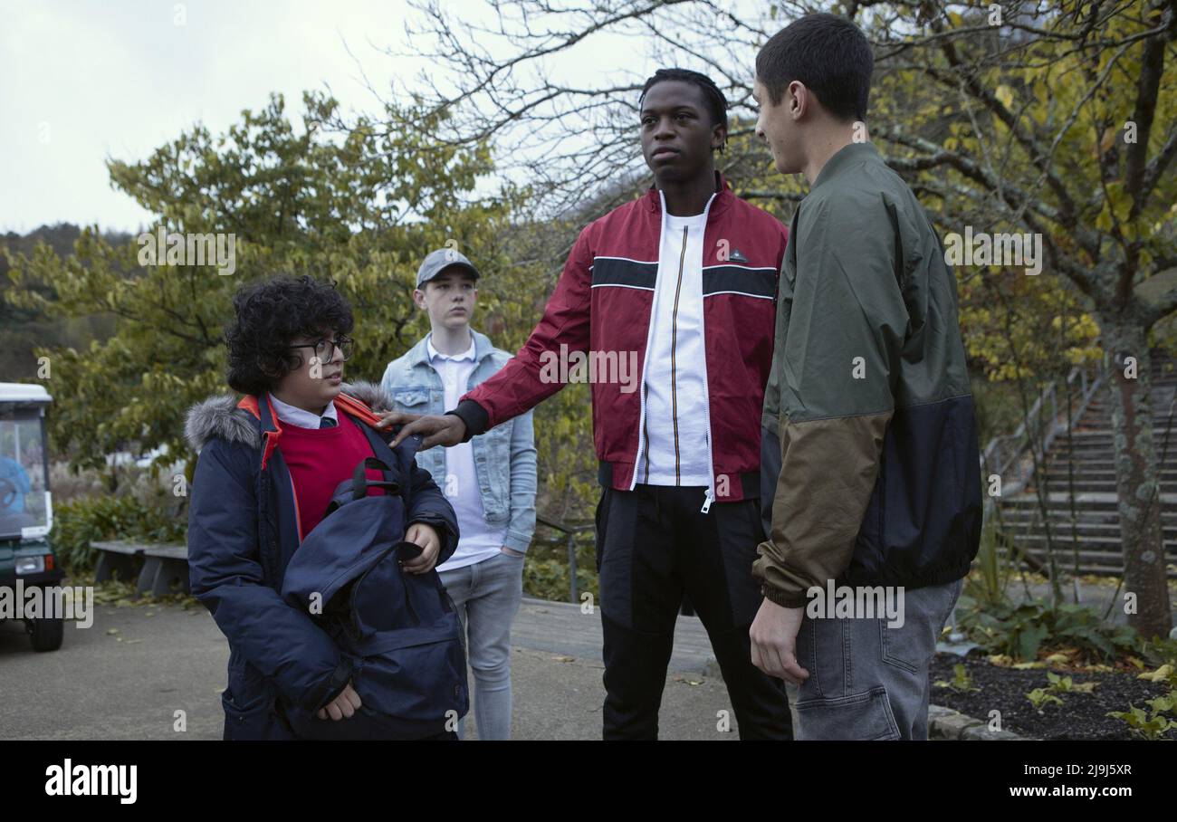 THE LAST BUS, from left: Moosa Mostafa, Badger Skelton, Curtis Kantsa ...