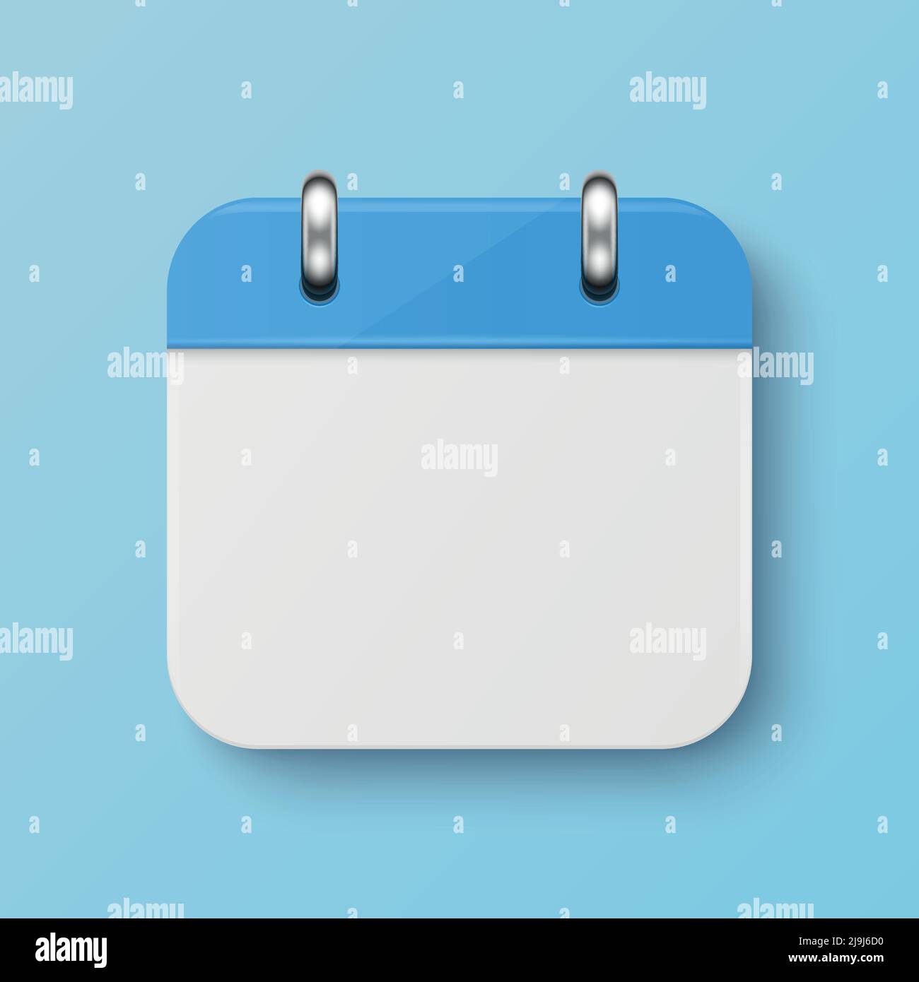 Vector 3d Realistic Simple Classic Minimalistic Light Blue Calendar ...