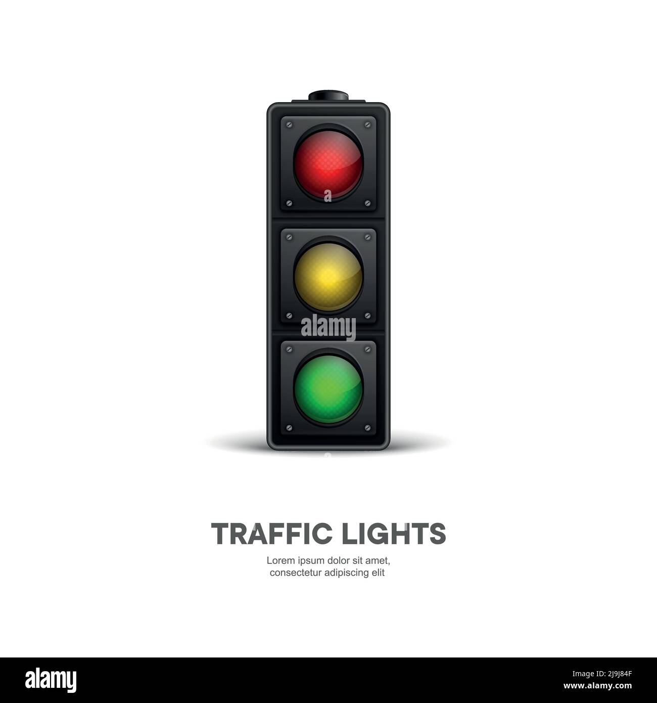 Vector Banner with 3d Realistic Detailed Road Traffic Lights Isolated ...