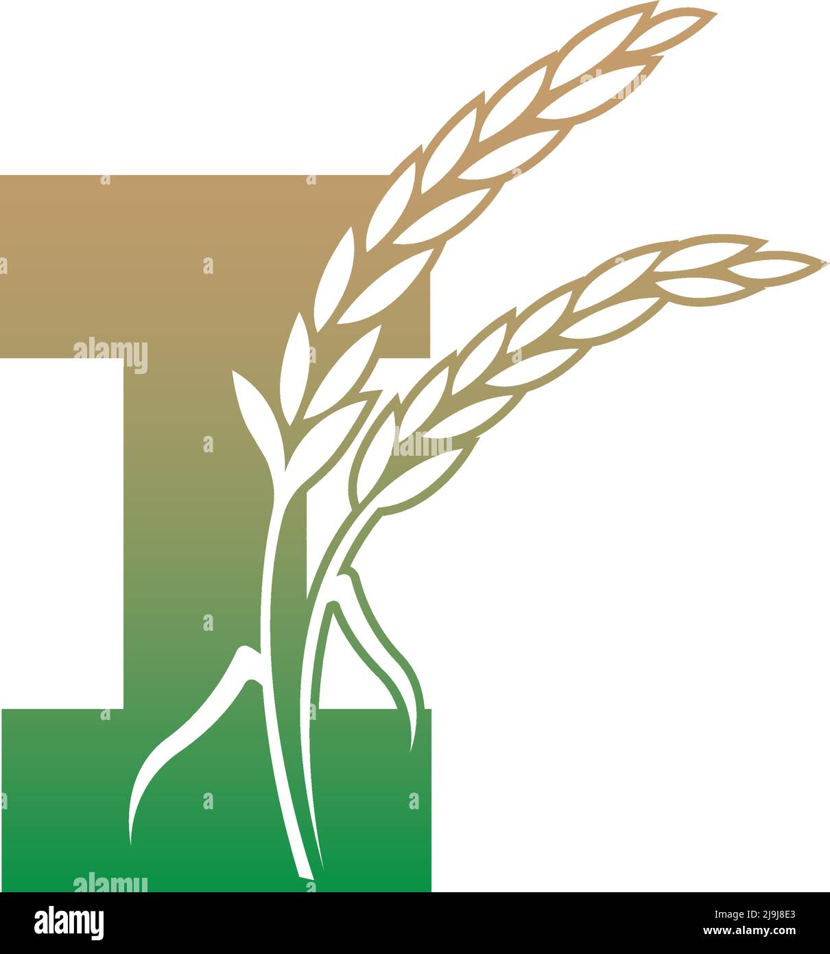 Letter I with rice plant icon illustration template vector Stock Vector ...