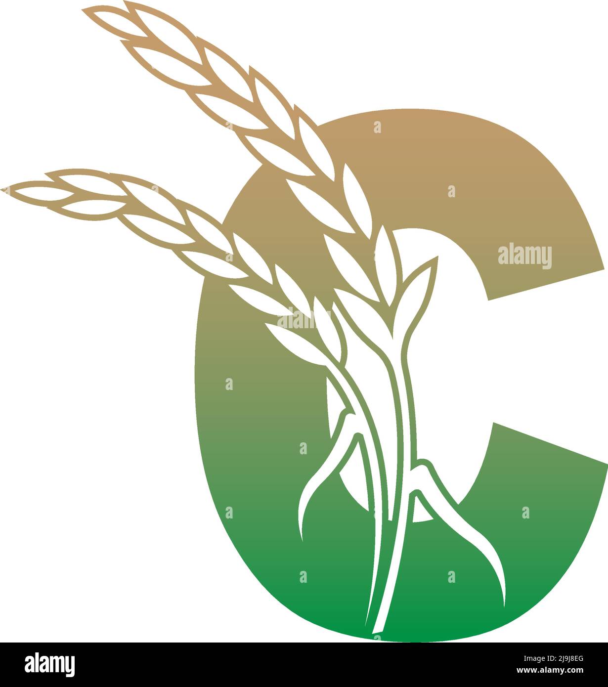 Letter C with rice plant icon illustration template vector Stock Vector ...