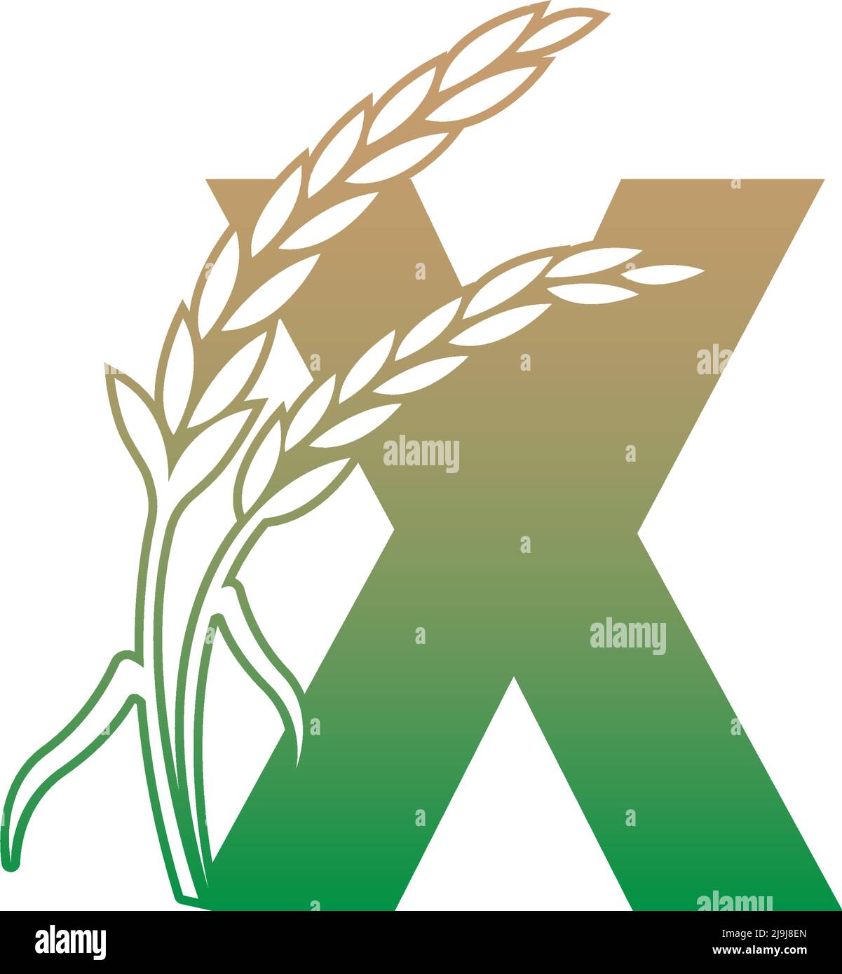 Letter X with rice plant icon illustration template vector Stock Vector ...