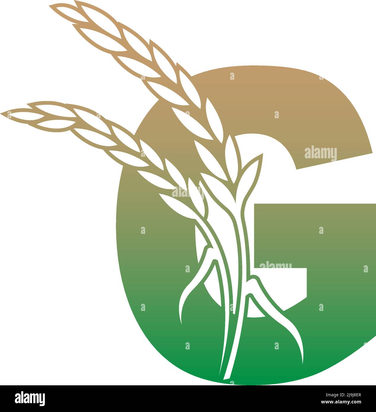 Letter G with rice plant icon illustration template vector Stock Vector ...