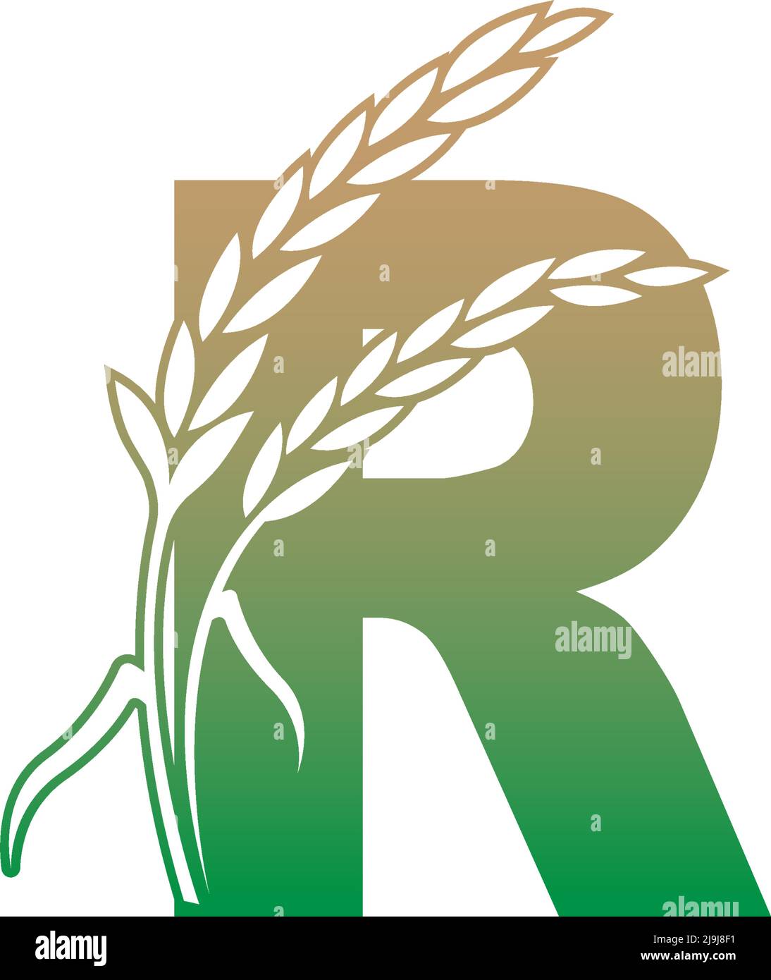 Letter R with rice plant icon illustration template vector Stock Vector ...