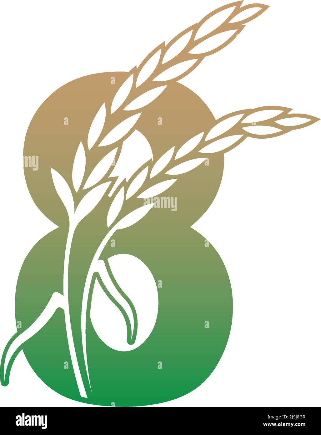 Number 8 with rice plant icon illustration template vector Stock Vector ...