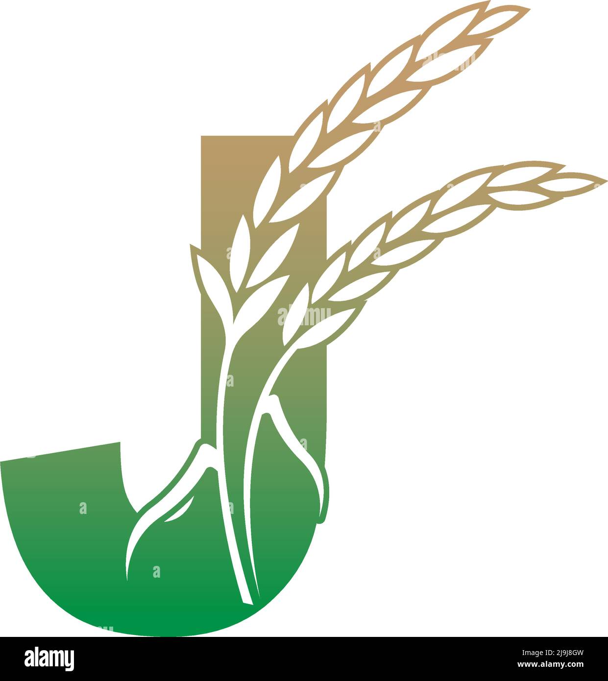 Letter J with rice plant icon illustration template vector Stock Vector ...