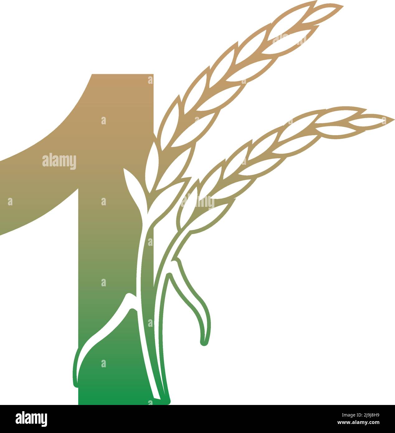 Number 1 with rice plant icon illustration template vector Stock Vector ...