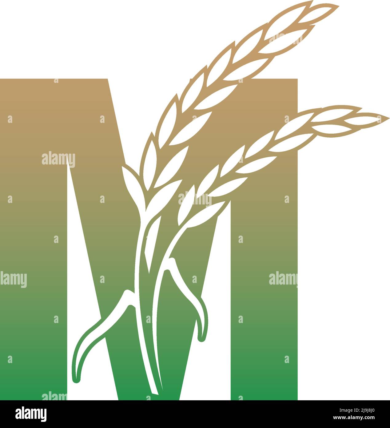 Letter M with rice plant icon illustration template vector Stock Vector ...