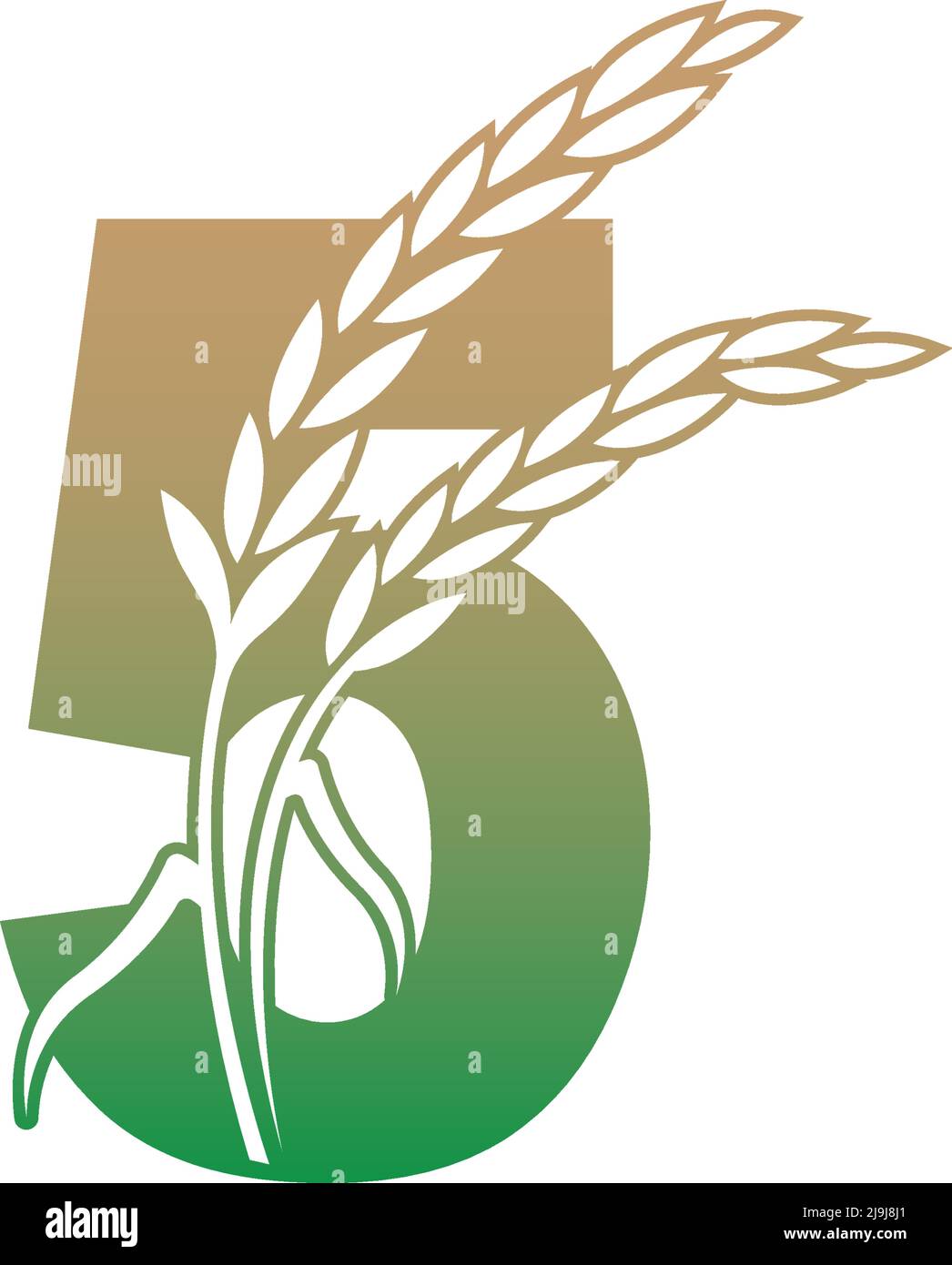 Number 5 with rice plant icon illustration template vector Stock Vector ...