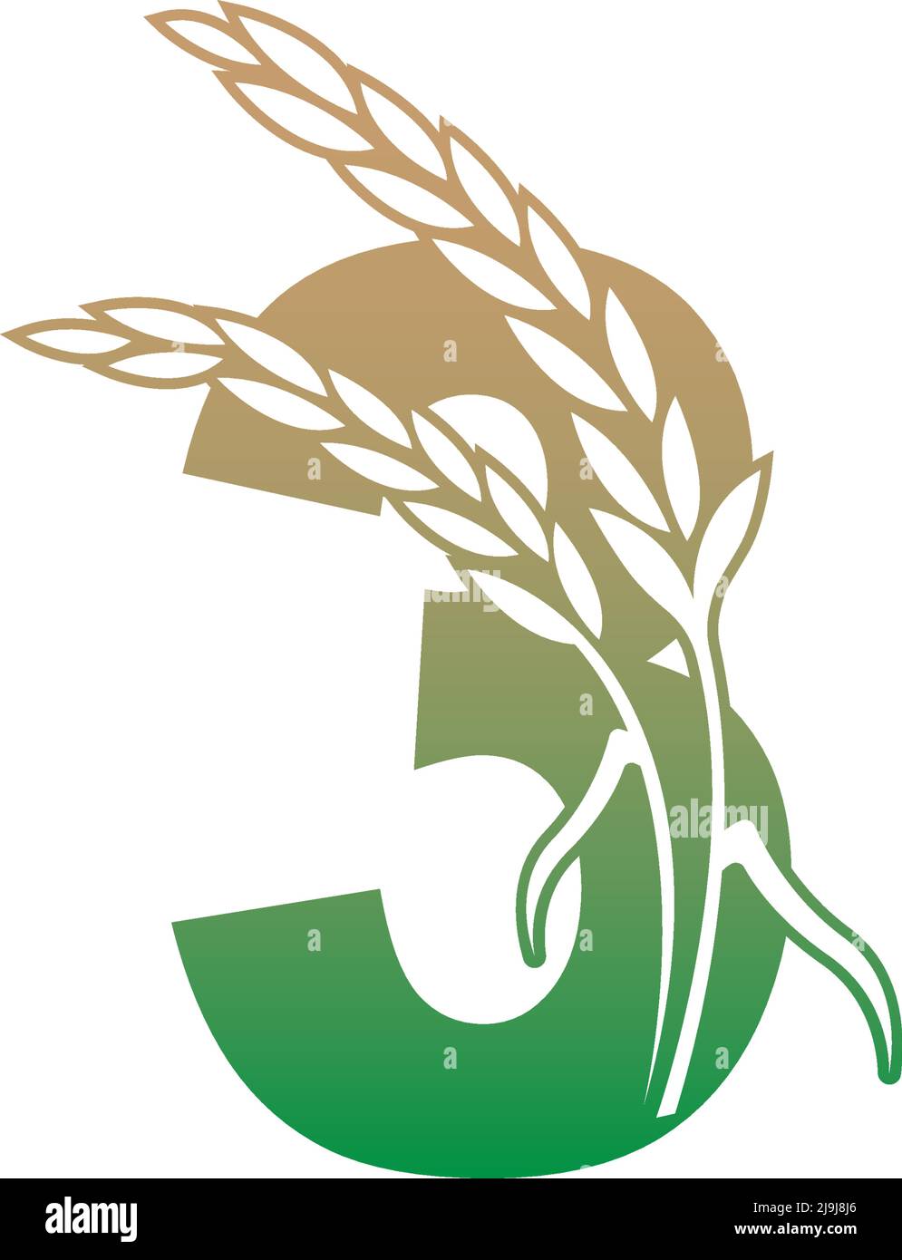 Number 3 with rice plant icon illustration template vector Stock Vector ...