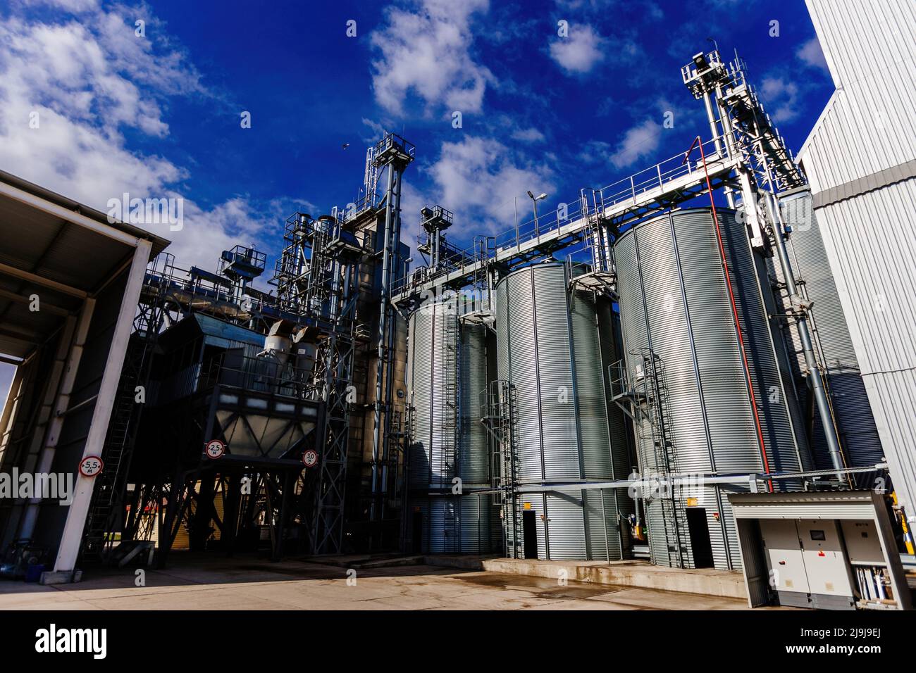 Automatic agricultural grain dryer and silos. Modern complex for drying ...