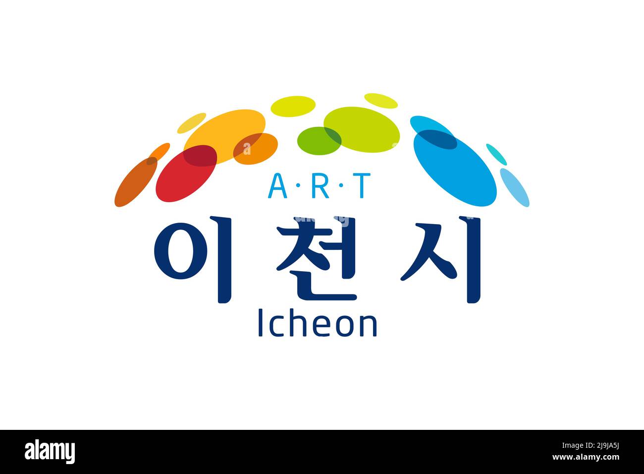 Top view of flag Icheon city, South Korea. Korean travel and patriot ...