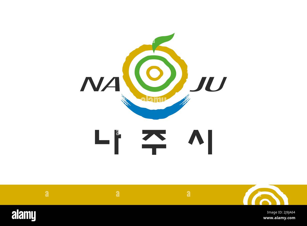 Top view of flag Naju city, South Korea. Korean travel and patriot ...