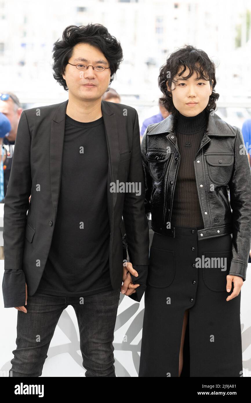 Davy Chou and Ji-min Park attend the photocall for Retour a Seoul during the 75th annual Cannes ...