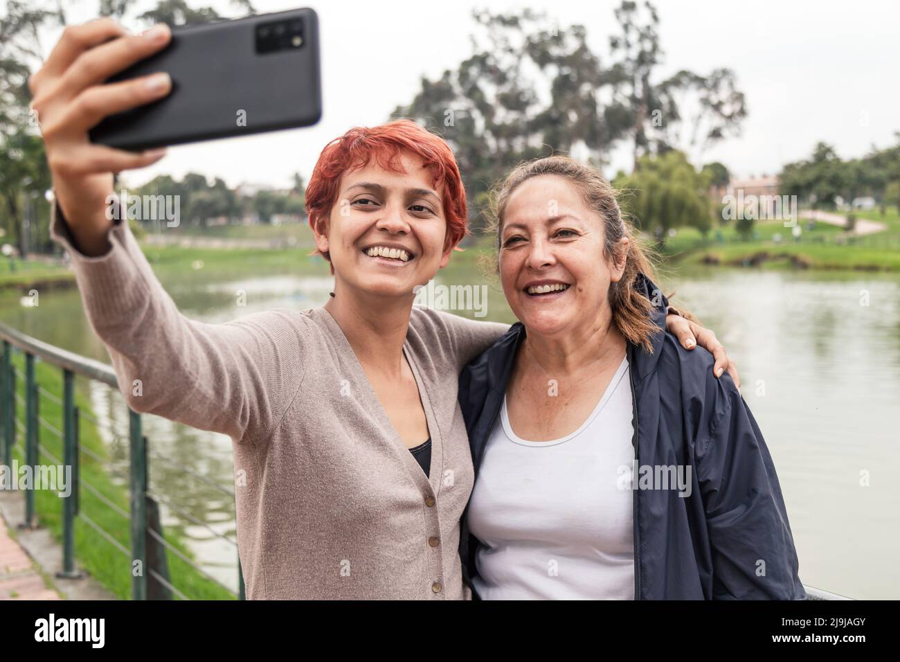 Family selfie in summer walking hi-res stock photography and images - Alamy