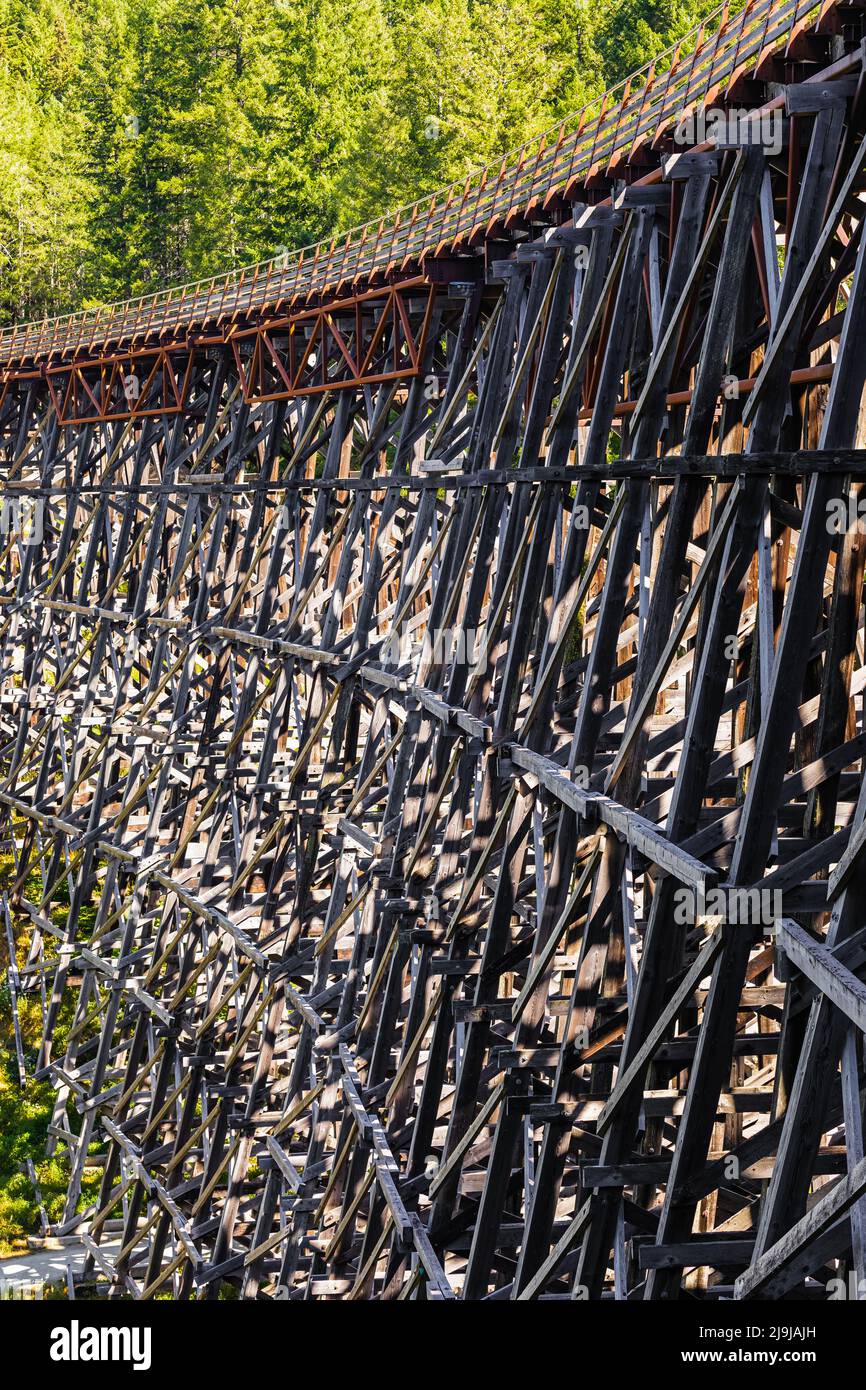 View of Kinsol Trestle wooden railroad bridge in Vancouver Island, BC ...