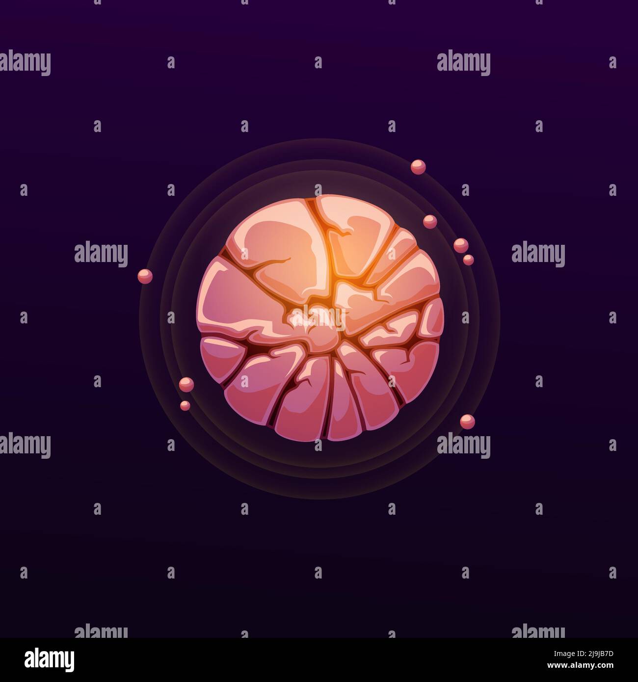 Cartoon space planet with brain shape, fantasy galaxy and cyber ...