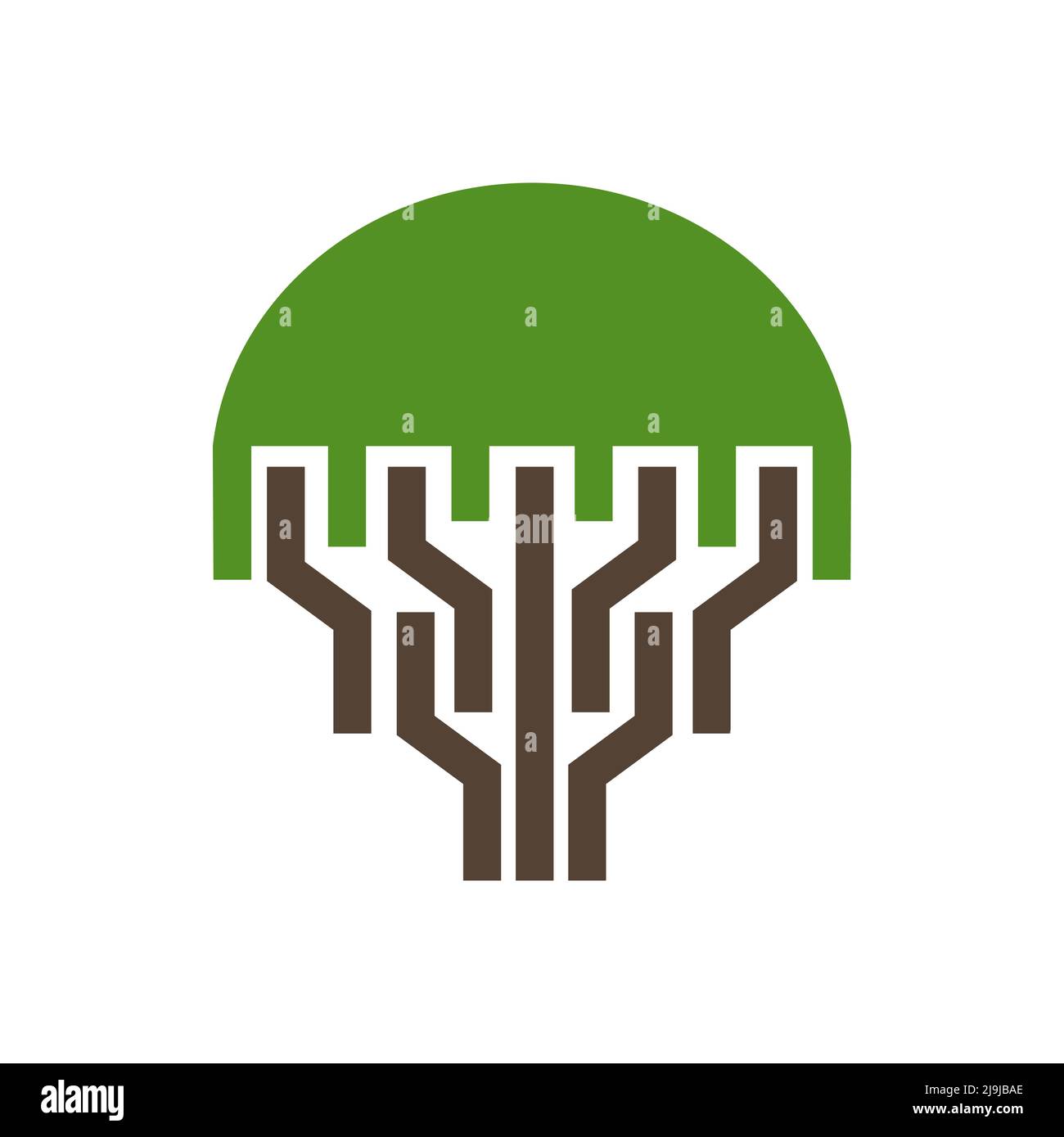 Park or garden tree icon. Vector plant with green leaf crown and ...