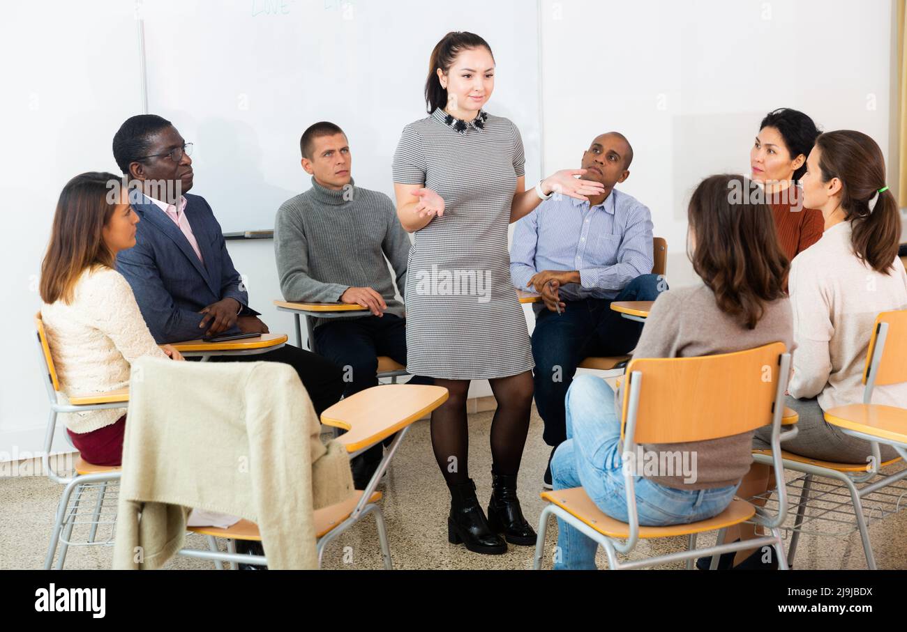Woman giving speech hi-res stock photography and images - Alamy