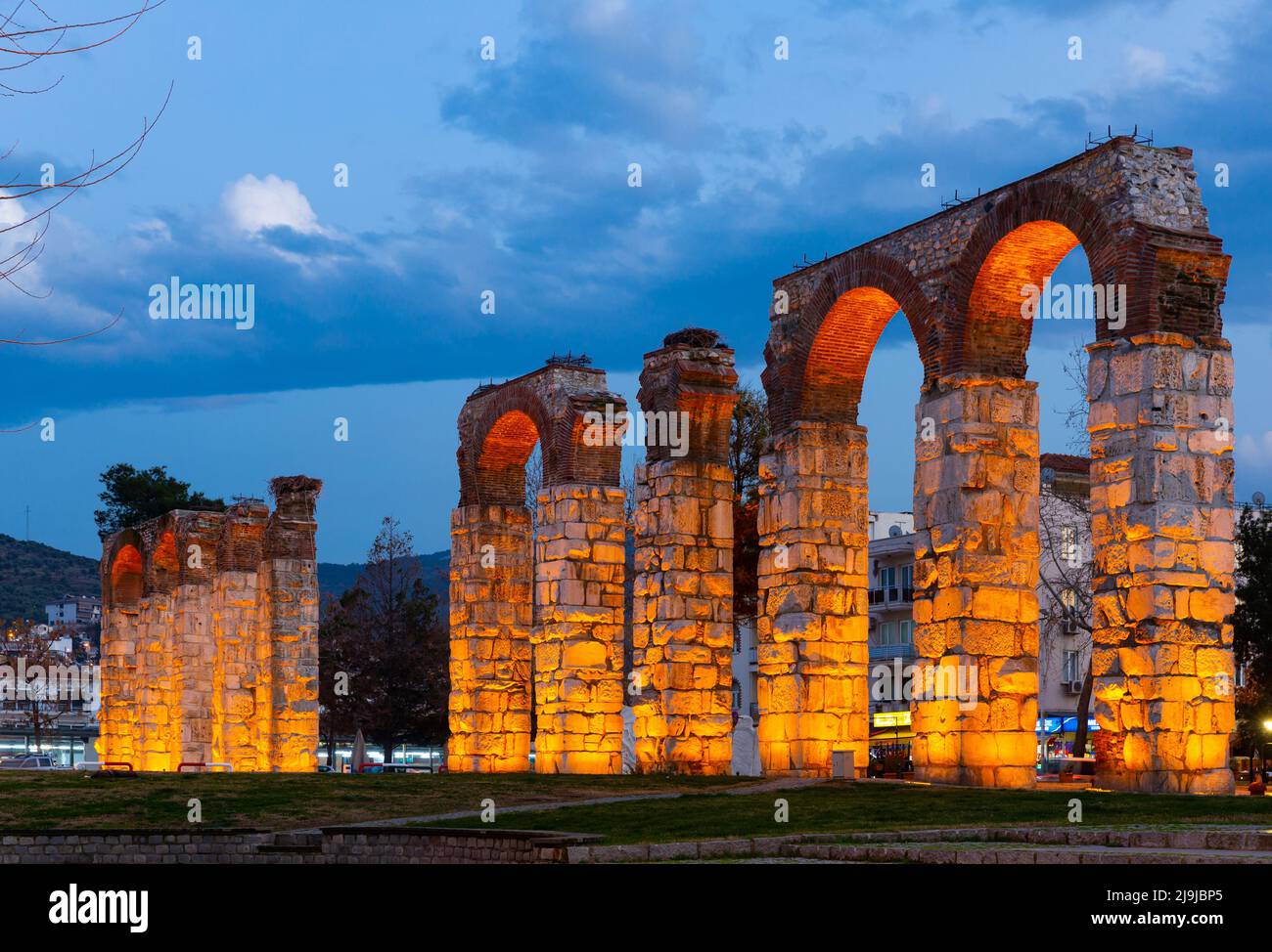 Roman aqueduct in evening. Ephesus. Selcuk. Turkey Stock Photo - Alamy