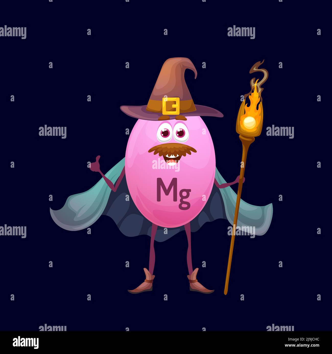 Cartoon magnesium micronutrient wizard character. Isolated vector Mg ...