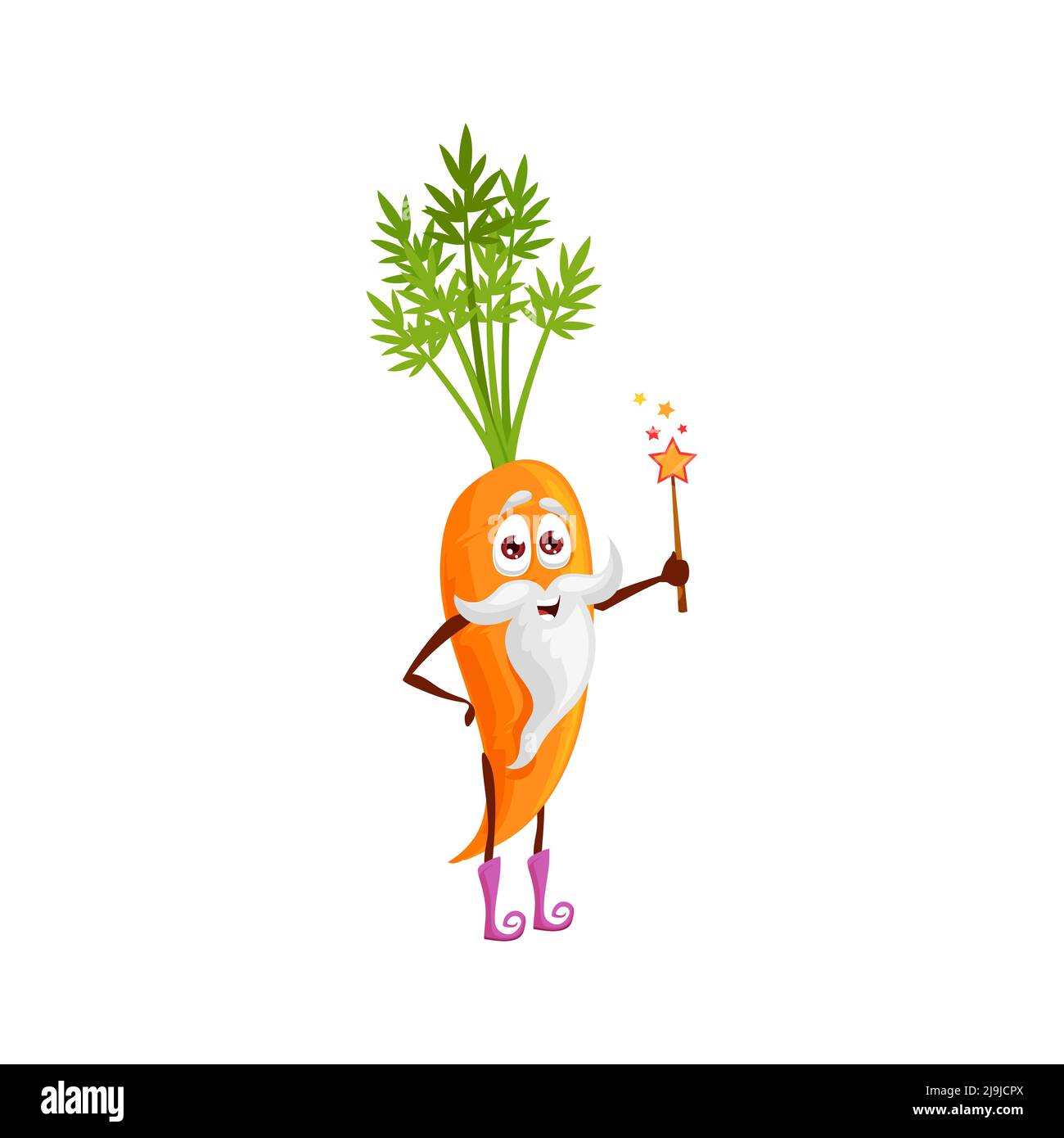 Cartoon carrot wizard or magician character with magic wand, vector ...