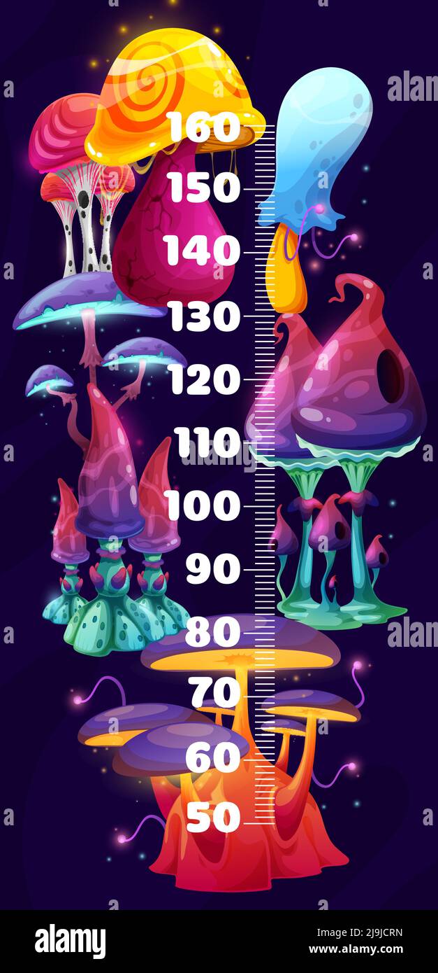 Fantastic magic mushrooms. Kids height chart ruler. Children height ...