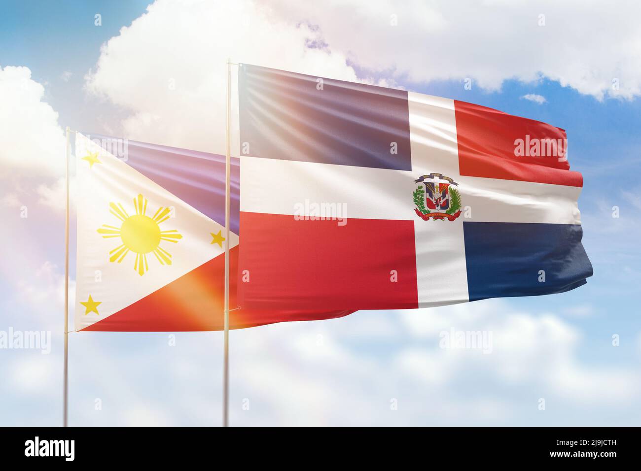 Sunny blue sky and flags of dominican republic and philippines Stock ...