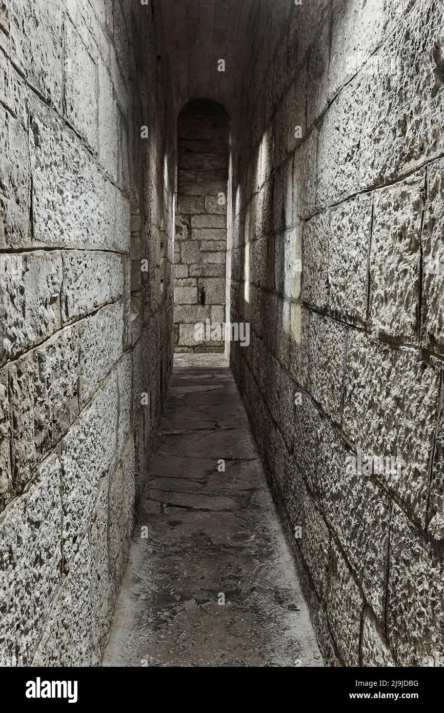 Castle corridor stone walls fortification Stock Photo - Alamy