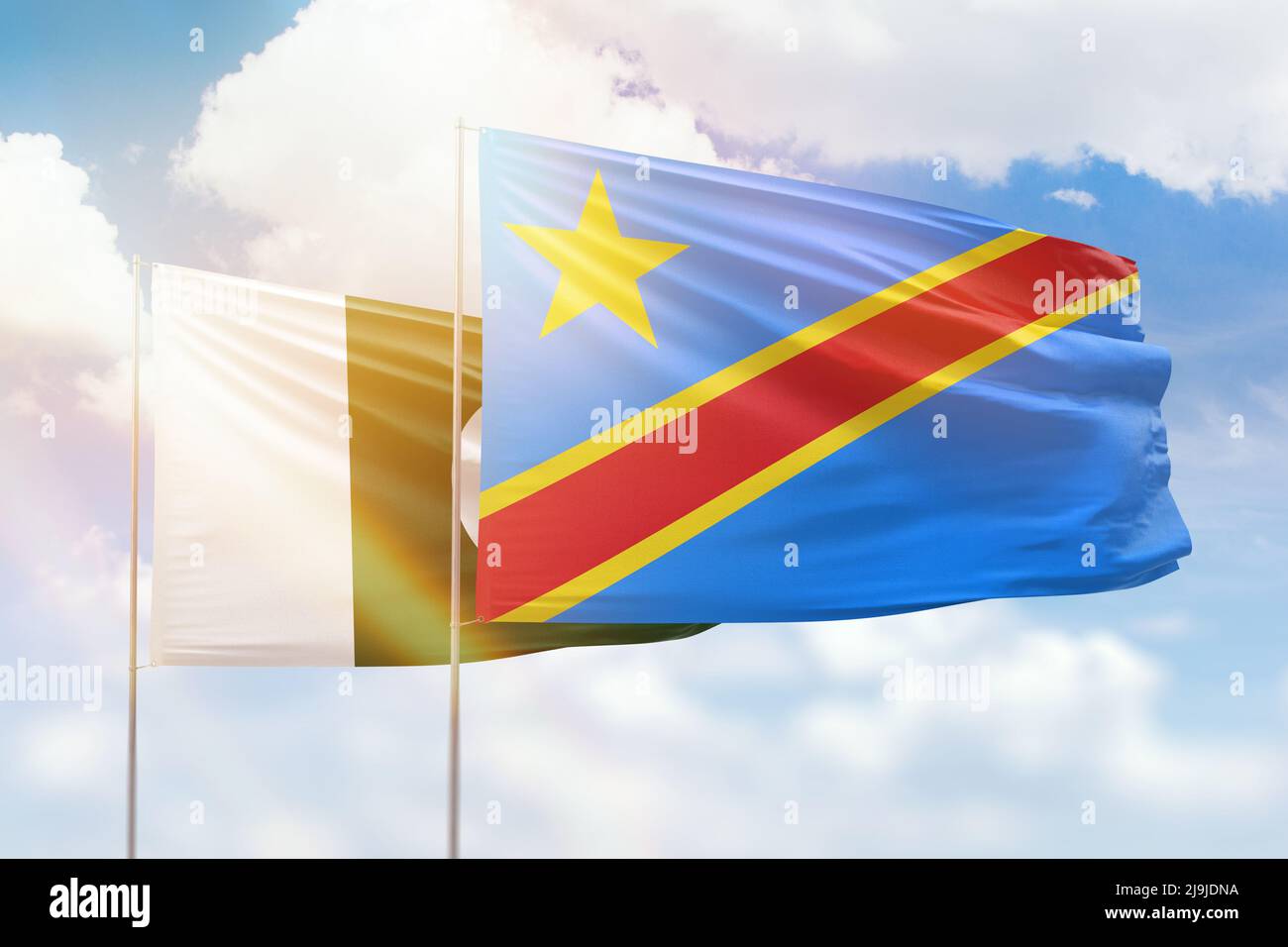 Sunny blue sky and flags of dr congo and pakistan Stock Photo - Alamy