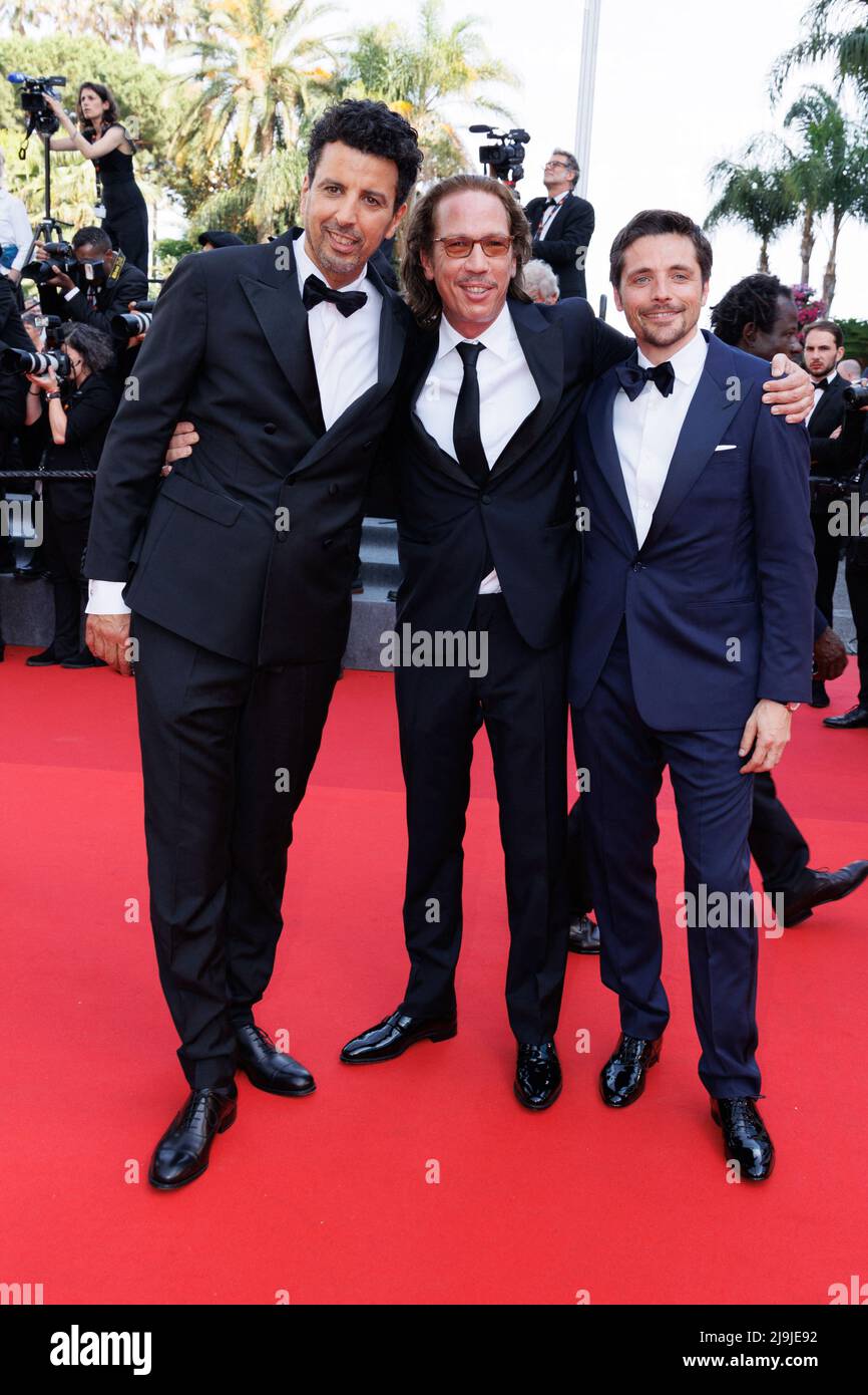 Cannes, France, May 23, 2022, Reda Kateb, Raphaël Personnaz and Adam ...