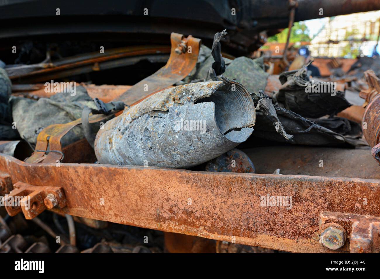 Kyiv, Ukraine. 23rd May, 2022. A view of a shell from a downed Russian ...