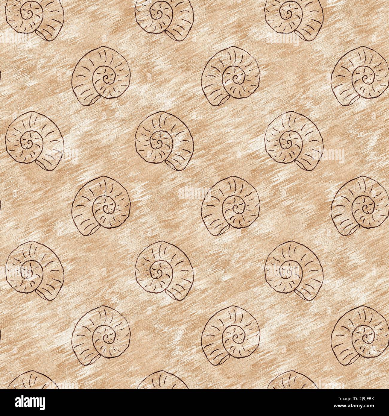 Green hand drawn ammonite fossil seamless pattern. Gender Neutral ...