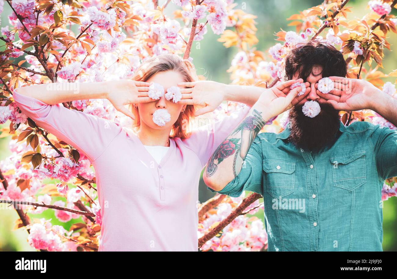 Funny couple celebrates the day of all lovers. All lovers day. Tender ...