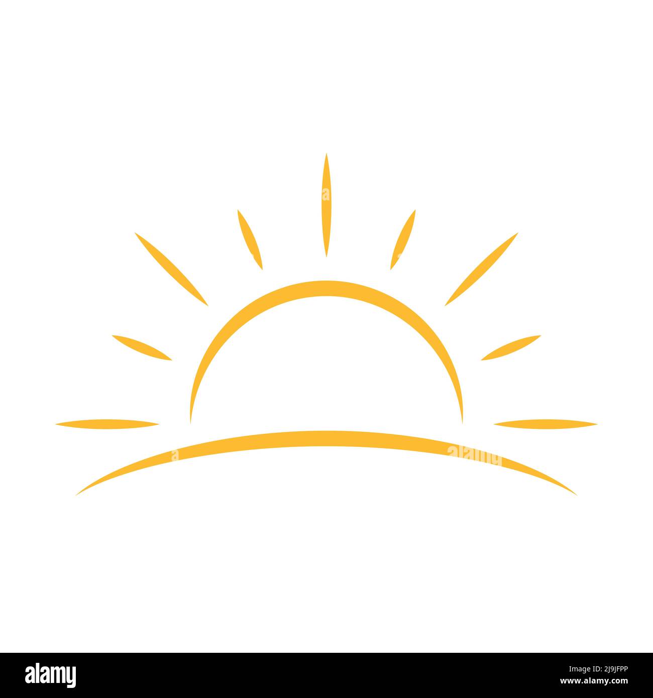 A half sun is setting downwards icon vector sunset concept for graphic ...