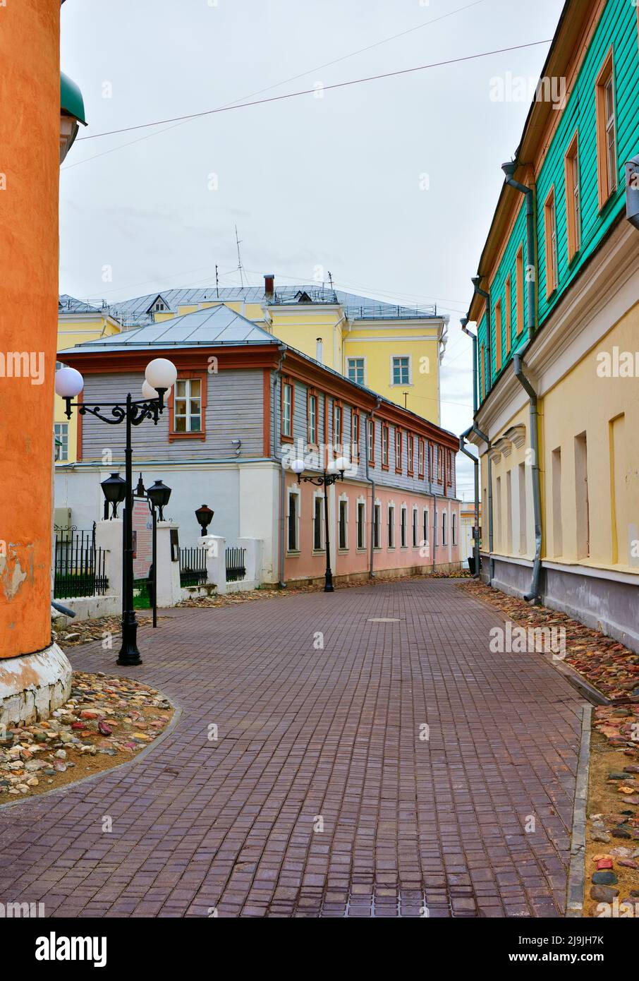 A street in the old town. St. George's curve street with old houses ...