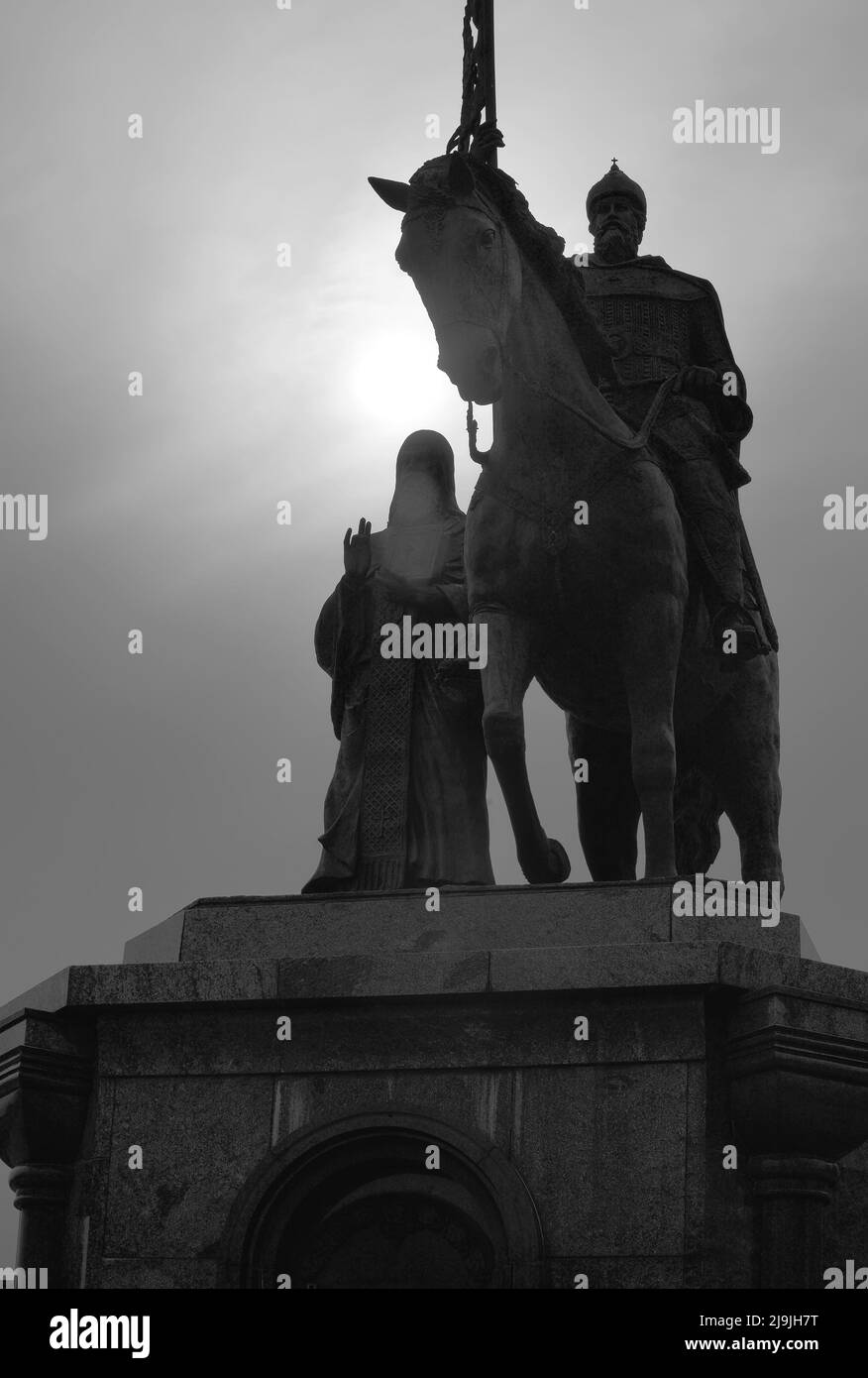 Monument to Prince Vladimir and Saint Fyodor. Silhouette of the ...
