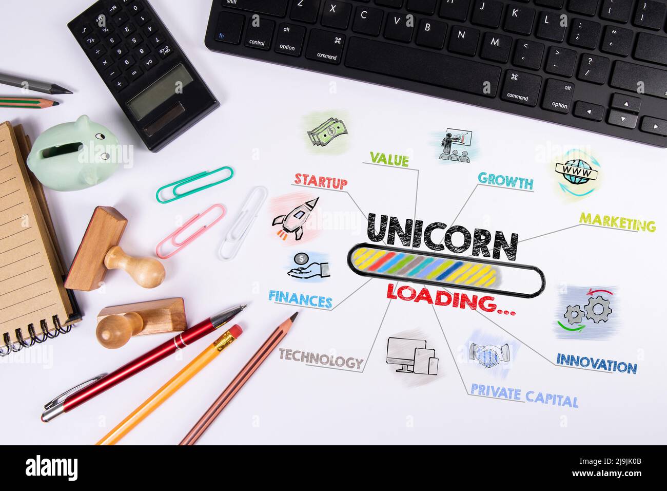 UNICORN, business concept. Computer keyboard on office desk Stock Photo ...