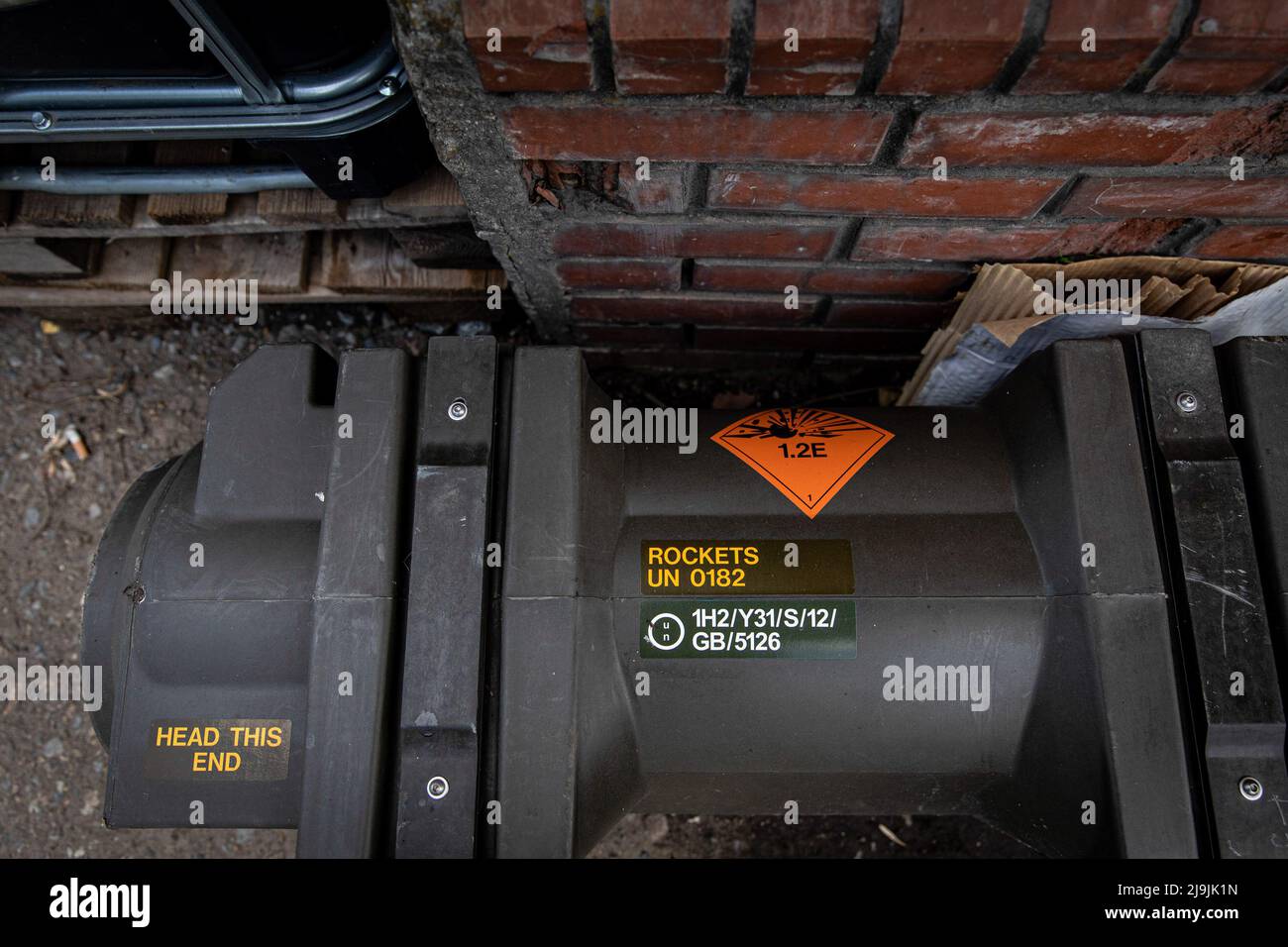 An MBT NLAW (Next generation Light Anti-tank Weapon) box from the ...