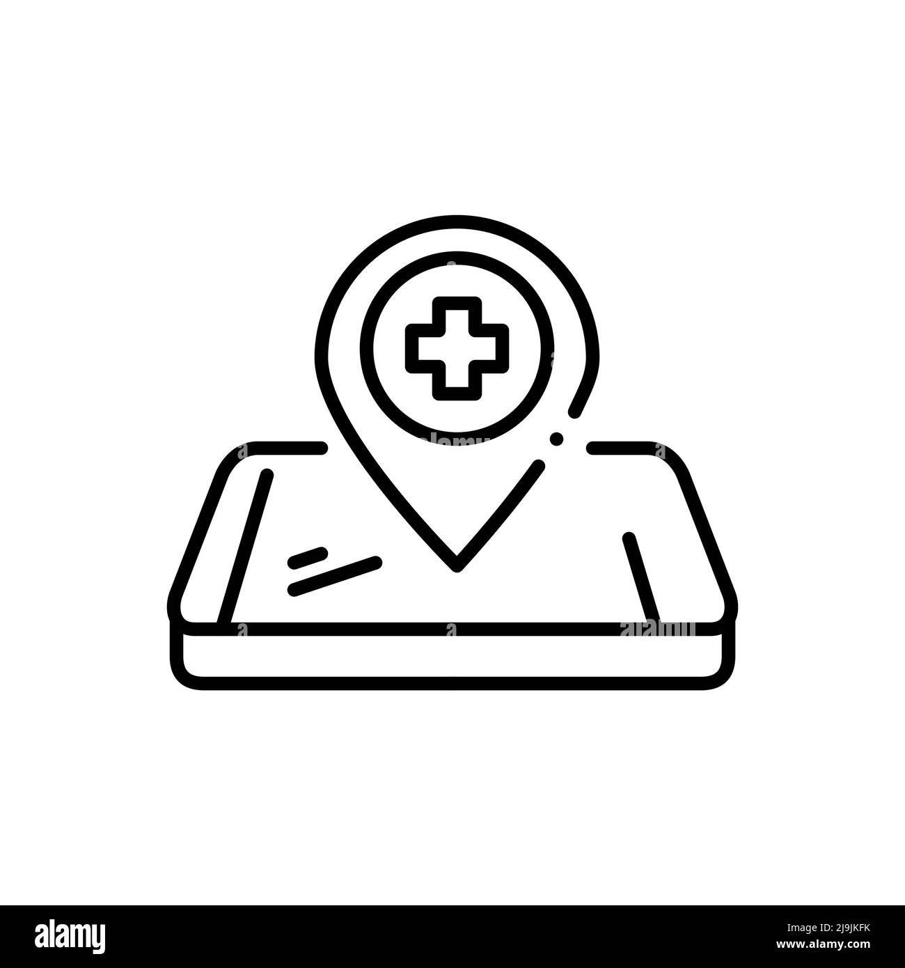 Hospital or other healthcare provider location app. Map pointer on an isometric smartphone ...