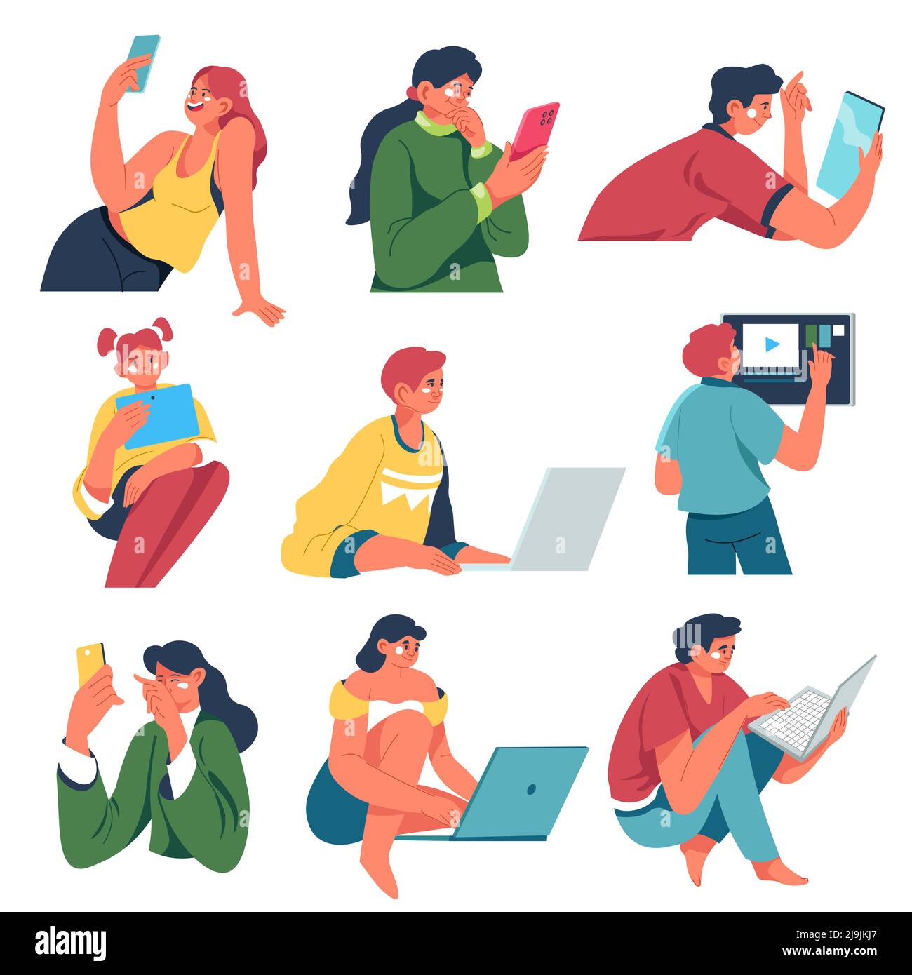 Kid using touch screen computer Stock Vector Images - Alamy