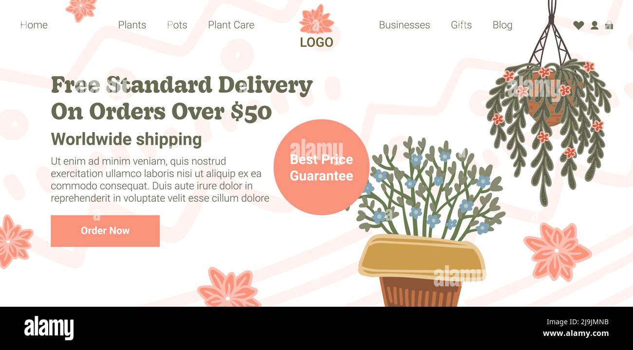 Free standard delivery on orders in floral shop Stock Vector Image ...