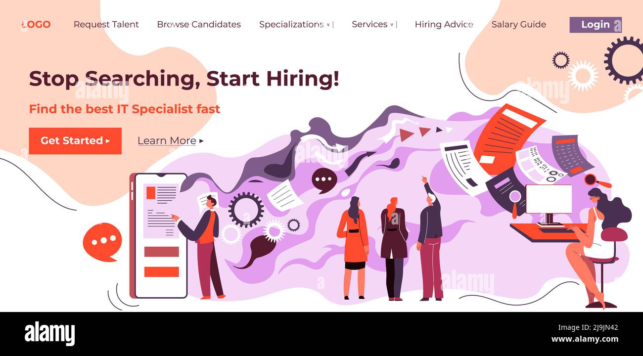 Stop searching, start hiring, find best IT worker Stock Vector Image ...