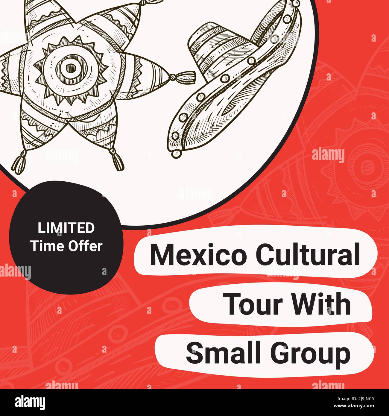 Mexico cultural tour with small group, guide offer Stock Vector Image ...