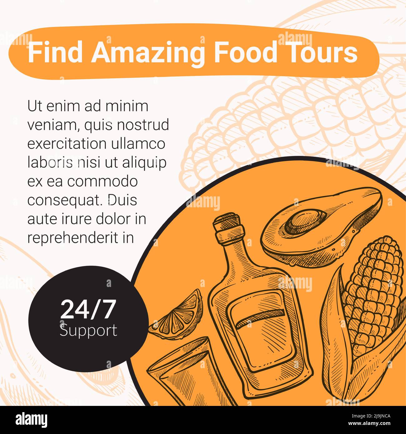 Amazing food tours with specialist guide vector Stock Vector Image ...