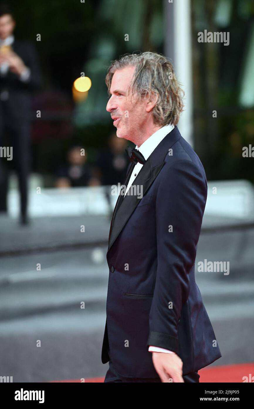 Cannes, France. May 23, 2022, Director Brett Morgen dances the carpet ...