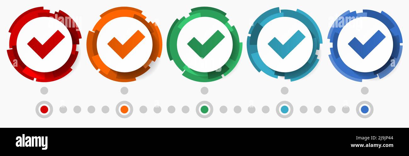 Tick, check, mark, concept vector icon set, modern design abstract web ...