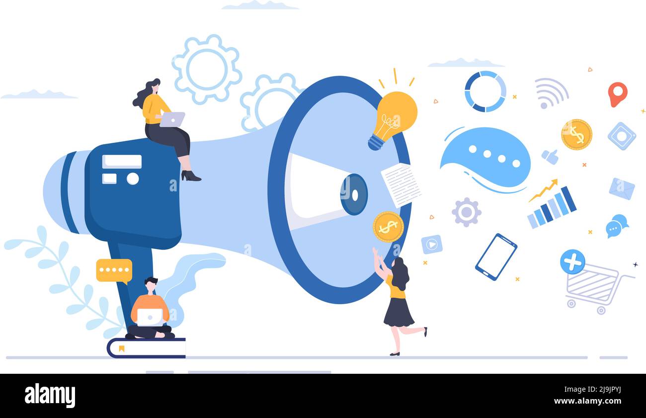 Advertising or ADS Vector Illustration for Mobile Social Media ...