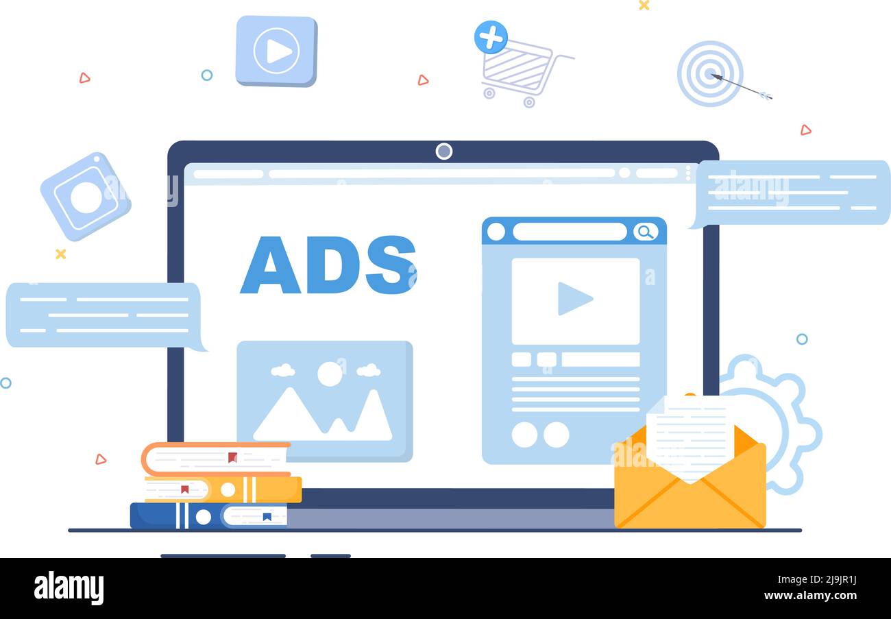 Advertising or ADS Vector Illustration for Mobile Social Media ...